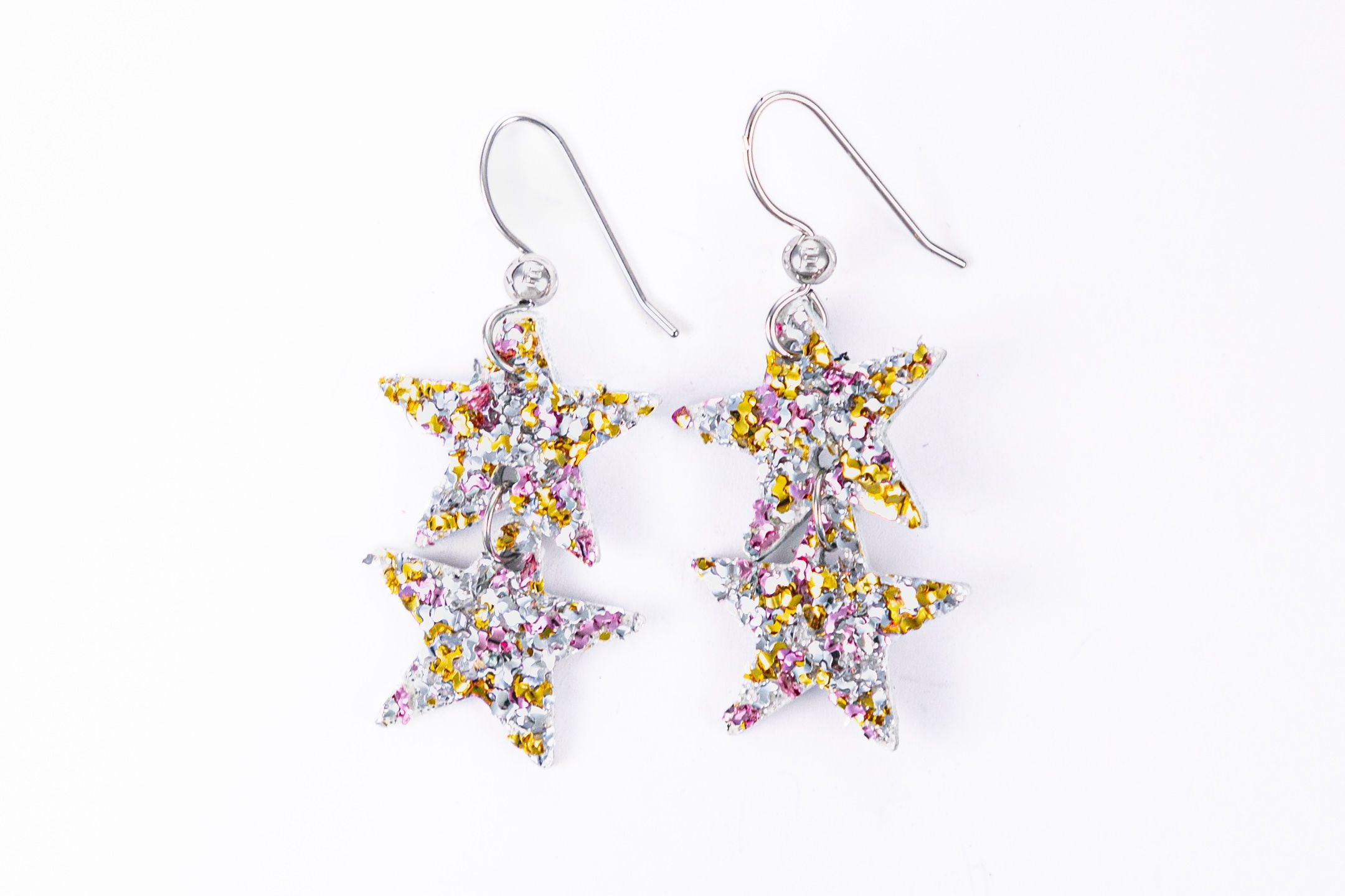 Keva Style Sparkle in Champagne Star Earrings Small